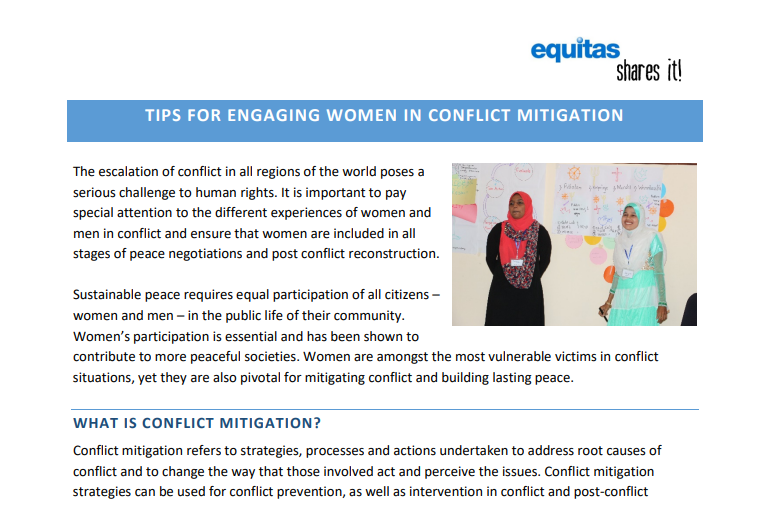 Tips for Engaging Women in Conflict Mitigation | Equitas